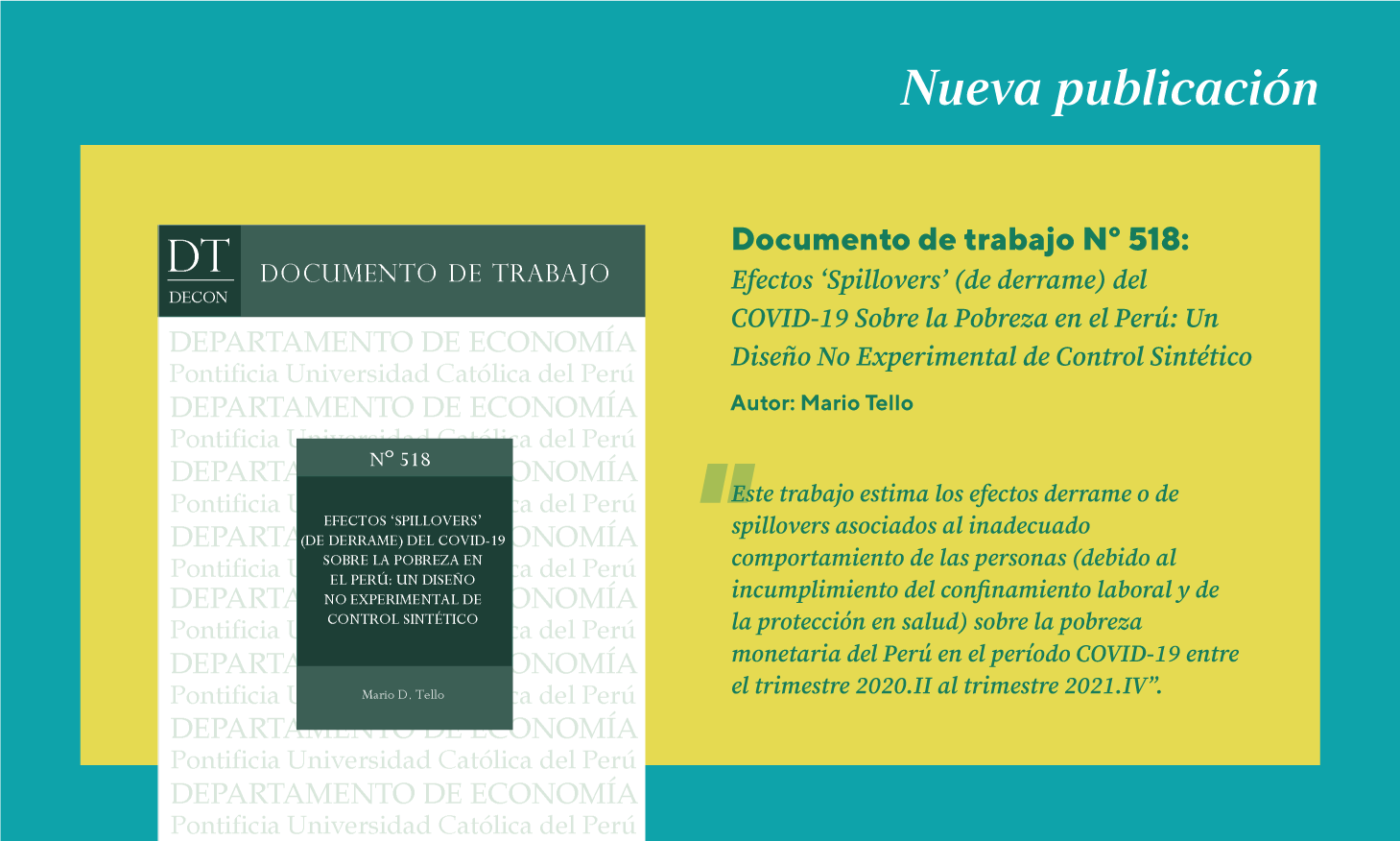 El investigador Mario Tello es autor de una nueva publicación - CISEPA ...